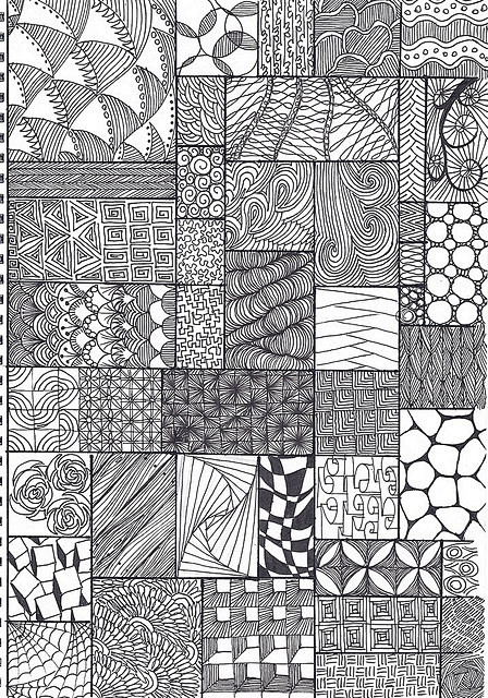 zentangle pattern sheet : A4 - collected from various sources