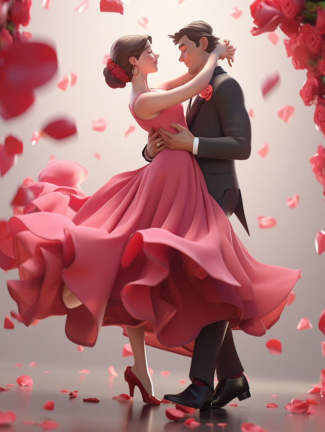 3D卡通人物跳舞520节日海报素材配图