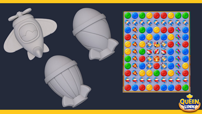 Queen Link N-Path Games Match 3 Game - 3D Casual Game Assets (8)