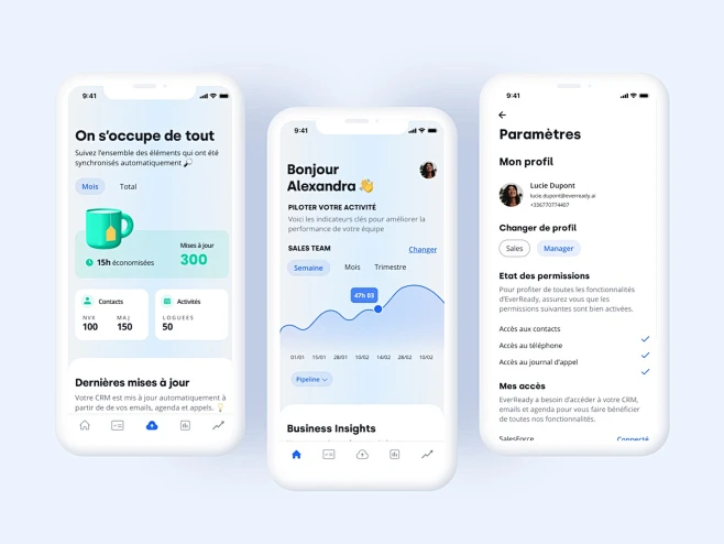 EverReady - Sales Assistant App 2 app charts clients crm design graphs ...