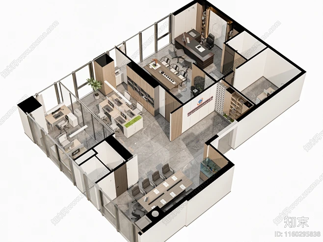 现代办公室SU模型下载【ID:1160295838】_知末su模型网-花瓣网