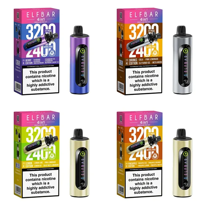 ELF BAR 4 IN 1 3200 PREFILLED VAPE KIT 20MG-花瓣网