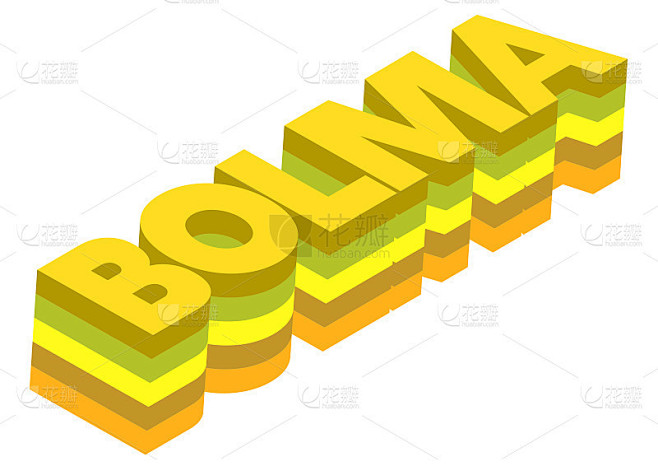 Bolma字等距三维渲染孤立背景