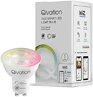QIVATION TiO2 智能 LED 灯泡日本技术 24/7 空气净化,GU10 BLT+WiFi,RGB 1600 万种颜色 64K ...
