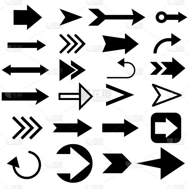Collection of concept arrows. Icons arrows in diff