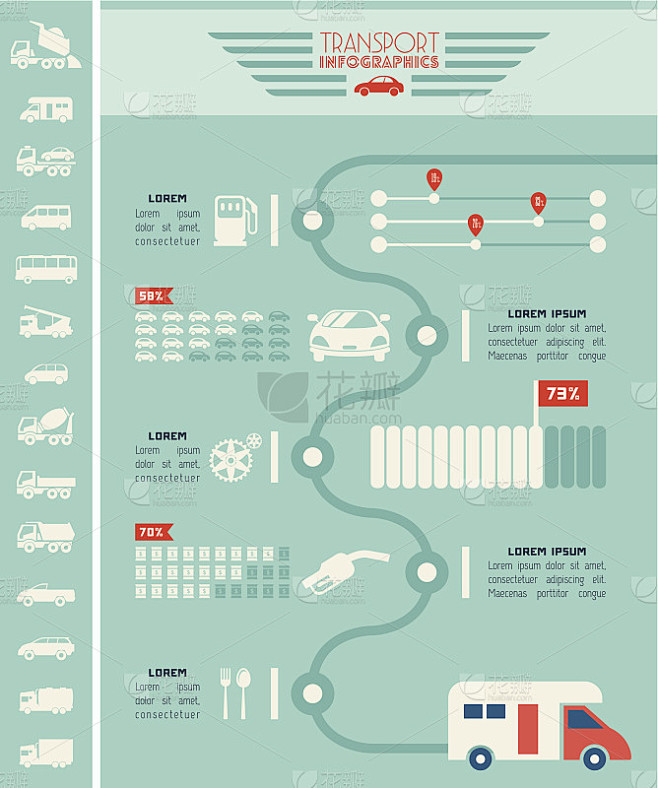 Transportation Infographic Template.
