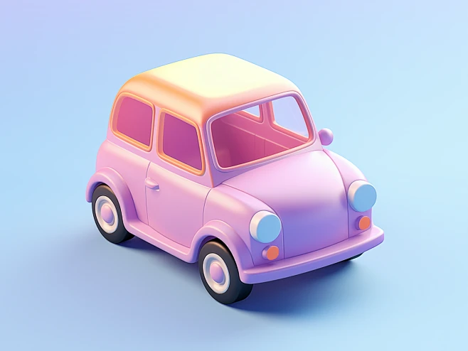 car 3d model, amazing isometric car, cute pastel color car 3d 3d car 3d ...
