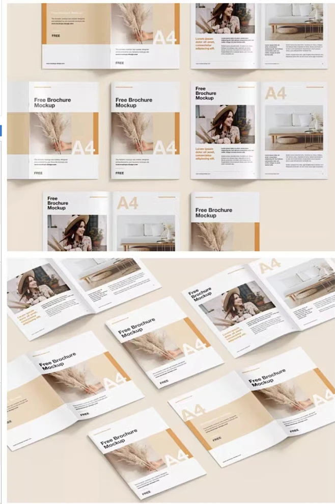 A4a5书籍封面宣传册画册杂志VI效果图展示PSD贴图样机设计素材PS-花瓣网