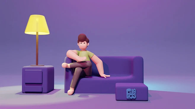 3D character animated-vibing-花瓣网