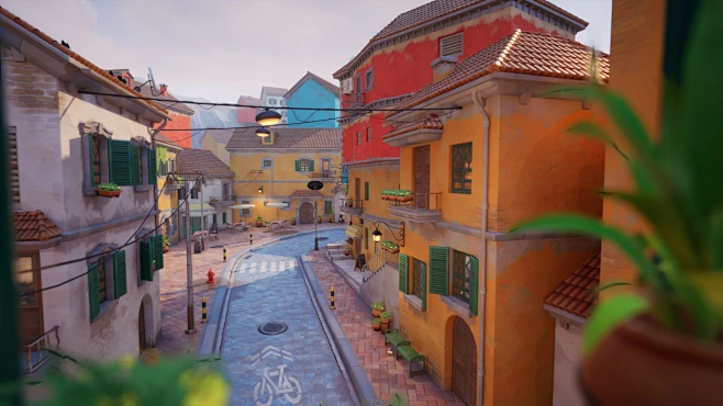 Stylized town-花瓣网