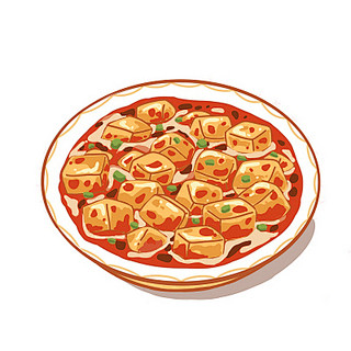 卡通食物麻婆豆腐插画素材png