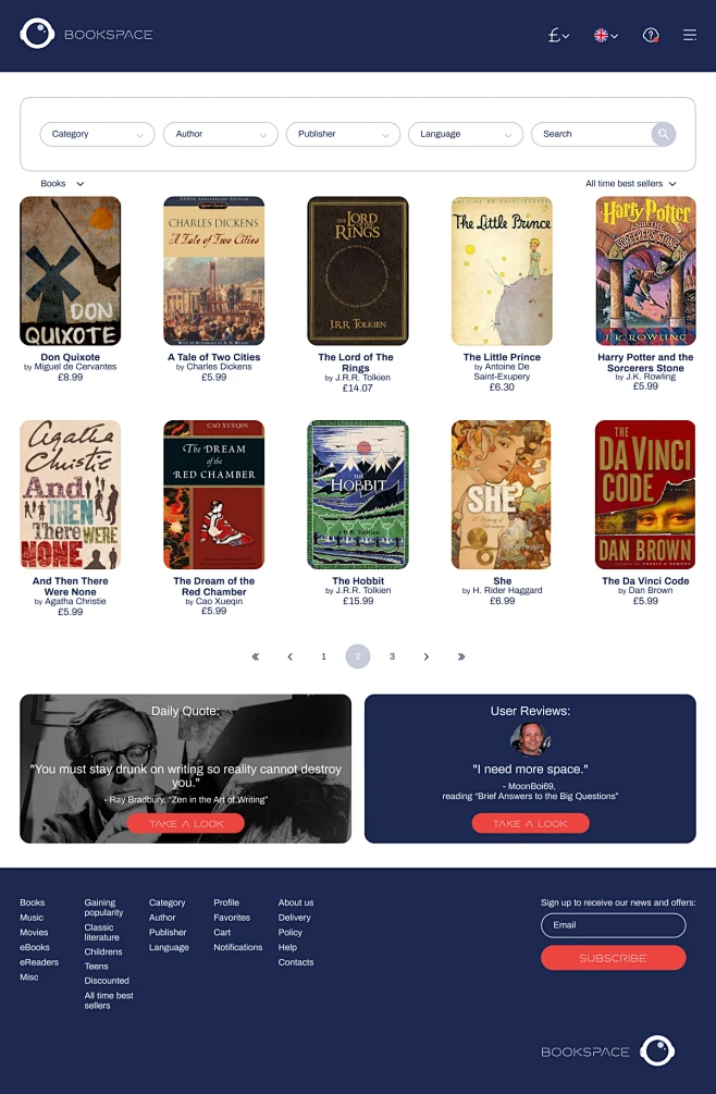 Bookspace - 一个书店的着陆页UI设计作品企业官网详情页 列表页首页素材资源模板下载_3117831871-花瓣网