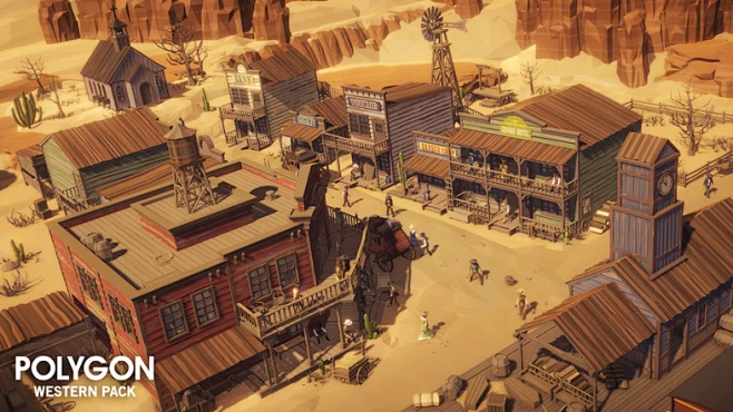 unity3d POLYGON - Western Pack 1.01 西部世界小镇场景模型-淘宝网-花瓣网