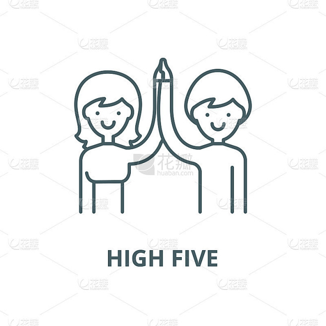 High five vector line icon, linear concept, outlin