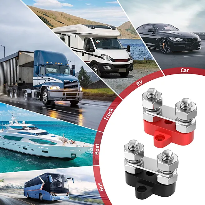 Amazon.com: Joinfworld Bus Bar 12V 250A Power Distribution Block Dual 3/8" Studs Marine Battery ...