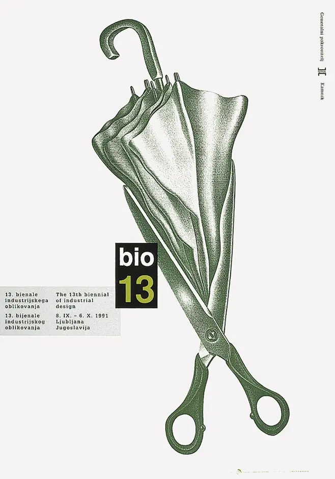 斯洛文尼亚设计师 Radovan Jenko 于1991年设计的海报《BIO 13, 13th Biennial of Industrial ...