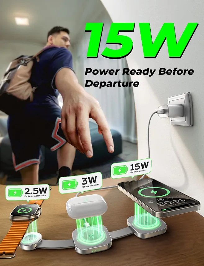 Amazon.com: LISEN Metal Travel Charger for Multiple Devices, 3 in 1 ...