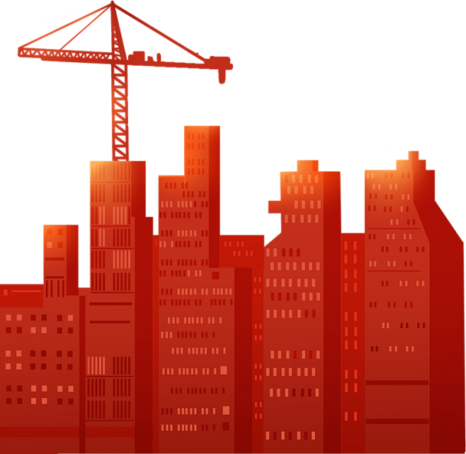 劳动节复古大字报插画素材-背景建设城市