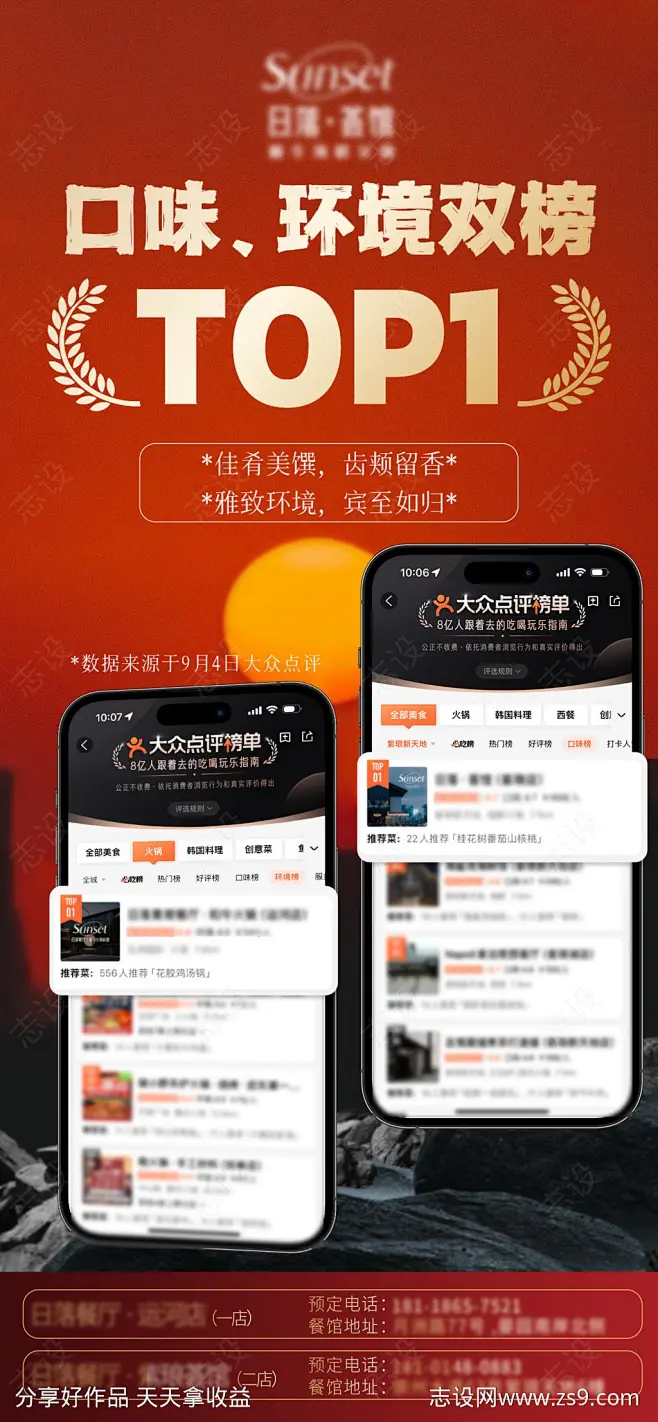 大众点评热门榜单第一名喜报海报-源文件-志设网-zs9.com-花瓣网