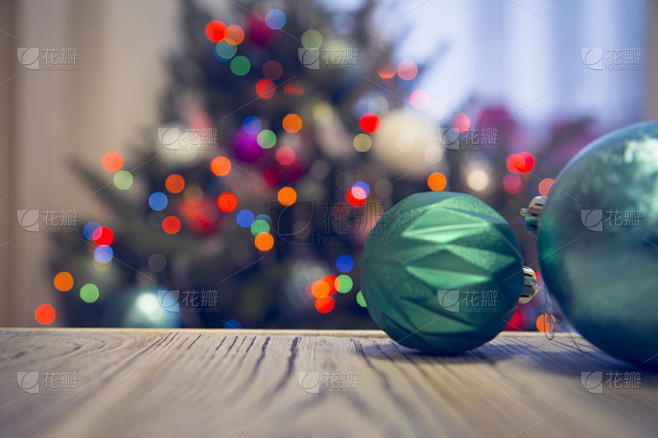 圣诞树,木制,桌子,青绿色,圣诞球,新的,灵感,边框,水平画幅