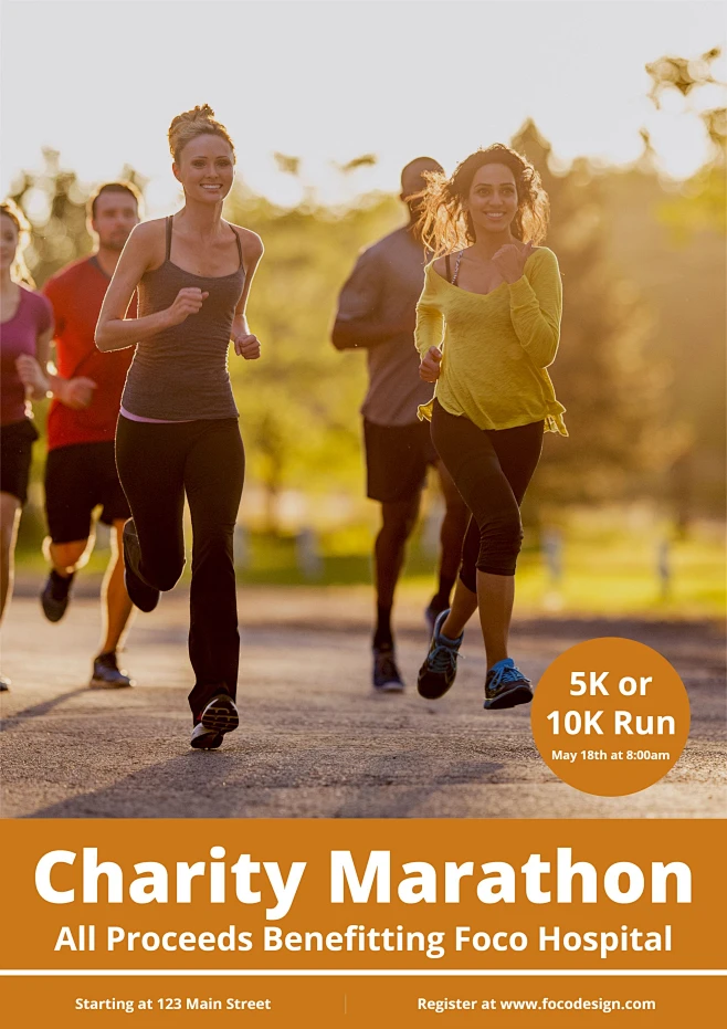 Simple Style Marathons Promotion Template Poster素材-花瓣网