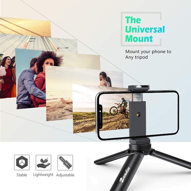 Amazon.com: Zeadio Metal Smartphone Tripod Holder, with Hot-Shoe Mount ...