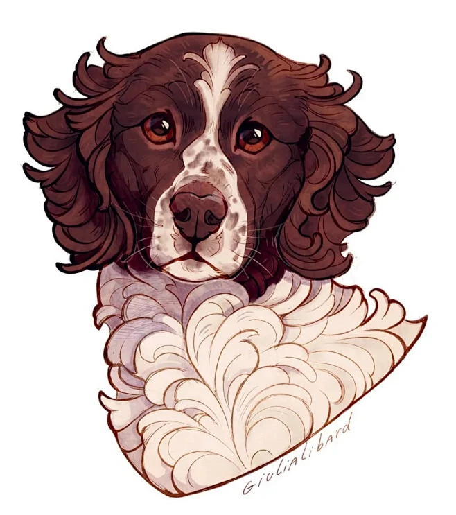 Giulialibard 作品的主题大多是猫狗狮虎等等动物，灵动飘逸的体态，还有对毛发的独特画法，给人软绵蓬松的感觉。图片_萌萌萌萌图片素材-花瓣网