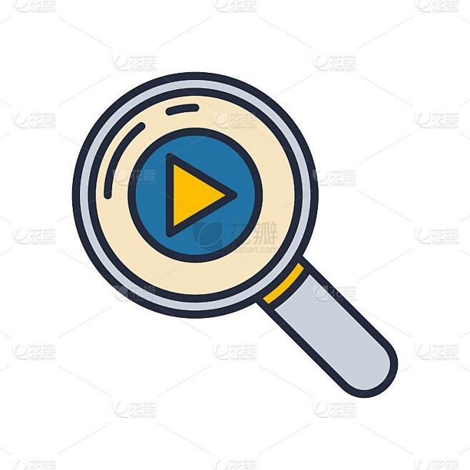 Video search, media browser icon. Vector illustrat