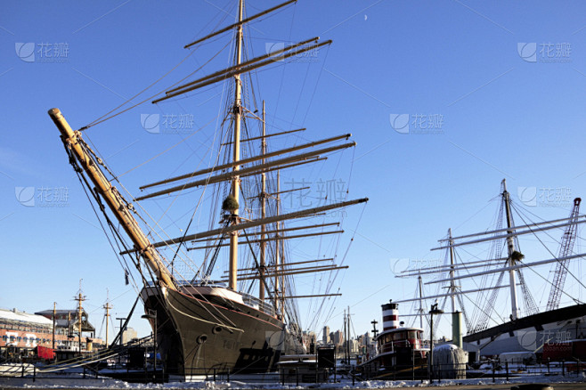 曼哈顿,天空,水平画幅,工业船,美国中大西洋地区,无人,海港,当地著名景点,户外,布鲁克林