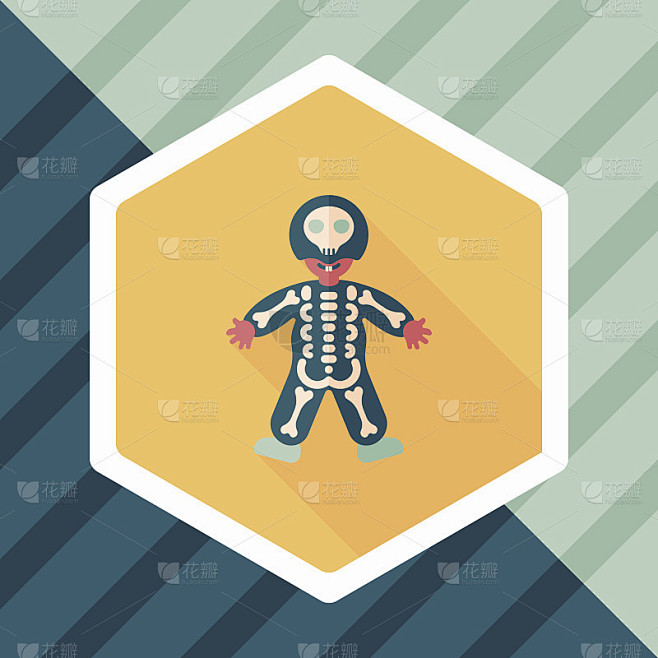 Skeleton flat icon with long shadow,eps10
