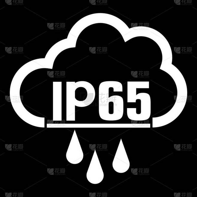Ip65 保护证书标准图标。防水、防尘或耐固体保护标志。矢量插图。eps10
