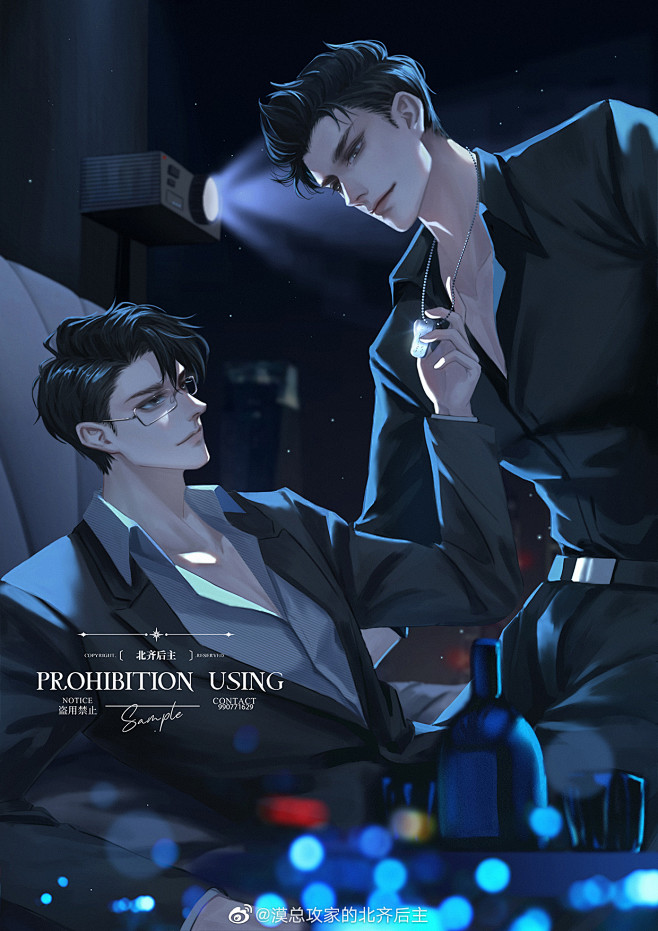 耽美BL 纯爱动漫美少年 眼镜男 二次元手绘 插画漫画