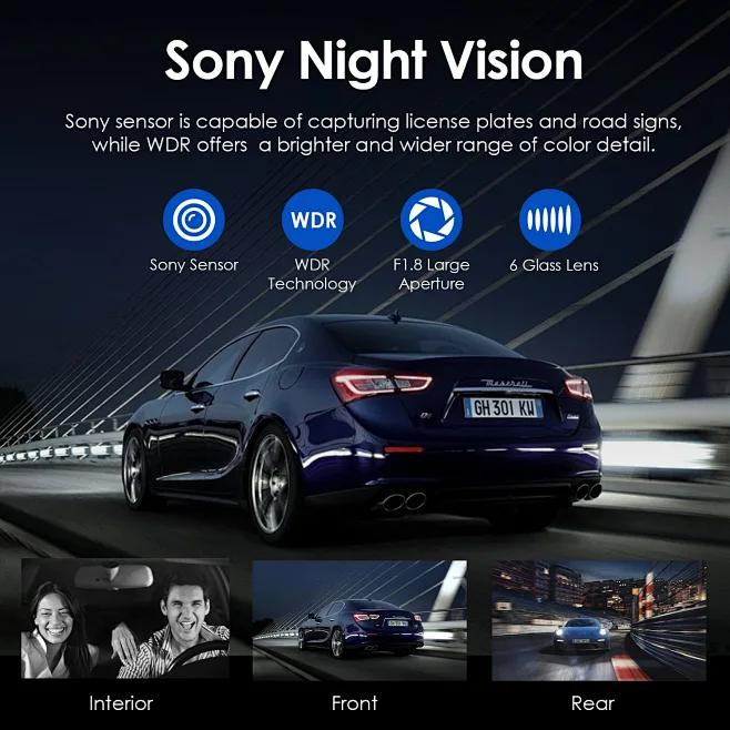 Amazon.com: 3 Channel 4K Dash Cam with SD Card, Built in GPS, 4K+2K ...