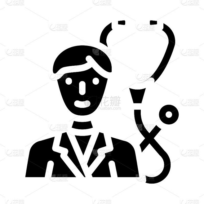 肺科医生字形图标矢量插图