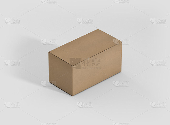 逼真的高质量矩形牛皮纸包装盒模型。
