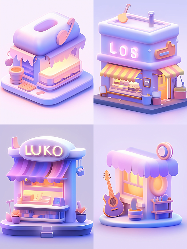 wanggangtie_Music_store_icon_blue_purple_IP_model_enhance_Luke ...