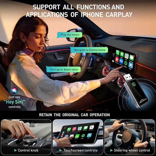 Amazon.com: Mini Wireless Carplay Adapter Converts Factory Wired to ...