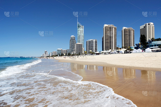 黄金海岸,澳大利亚,天体海滩,q1大厦,冲浪者天堂海滩,昆士兰州,水,休闲活动,水平画幅,沙子