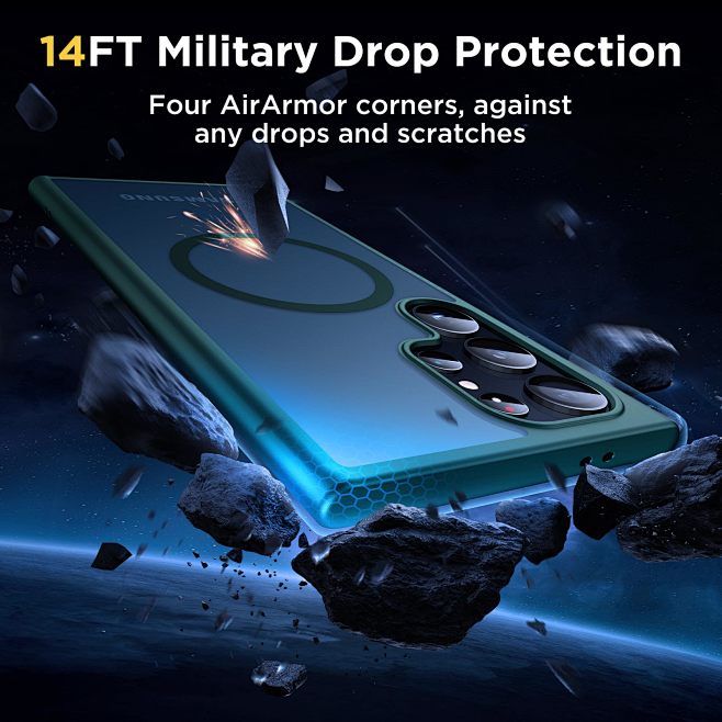 Amazon.com: Humixx Powerful Magnetic for Samsung Galaxy S24 Ultra Case [14FT Drop Protection ...