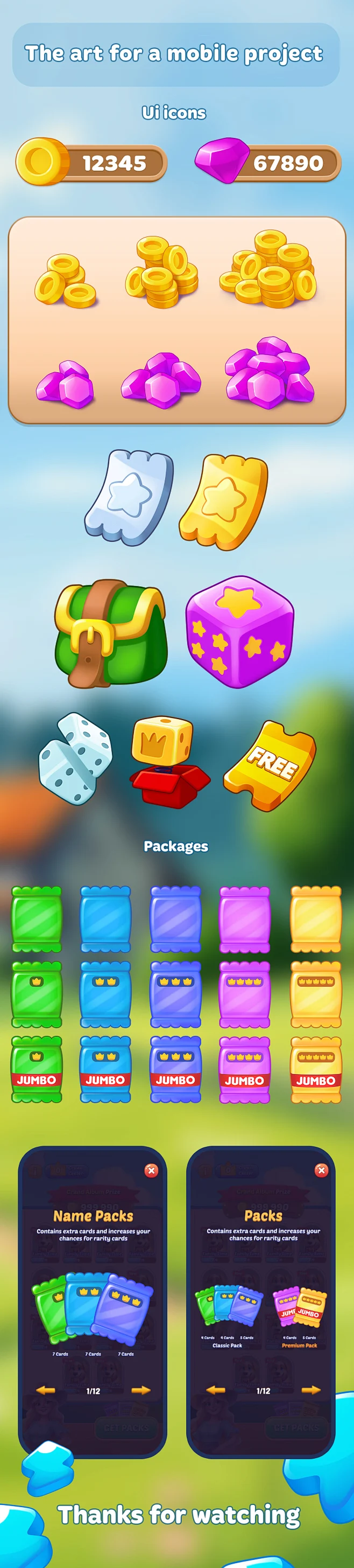 Game Art Mobile Game UI UI icons icon design casual game art digital ...