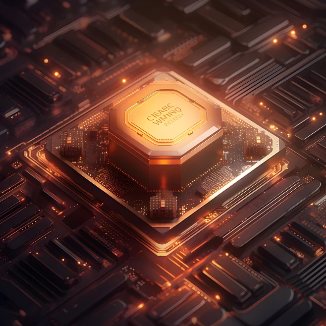 cherylchan_An_orange_Cpu_chip_sitting_on_its_surface_in_a_reali ...