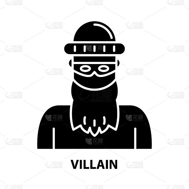 villain icon, black vector sign with editable stro