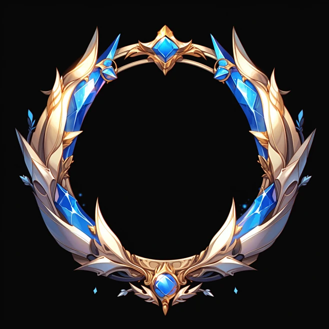 hulei181717__Round_game_avatar_frame_made_of_golden_metal_and_b ...