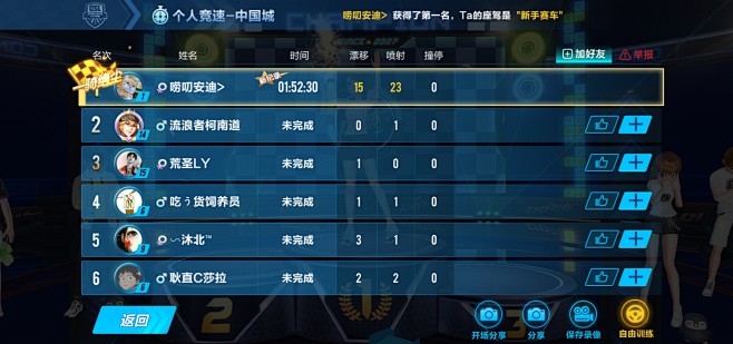 QQ飞车-结算-结算列表