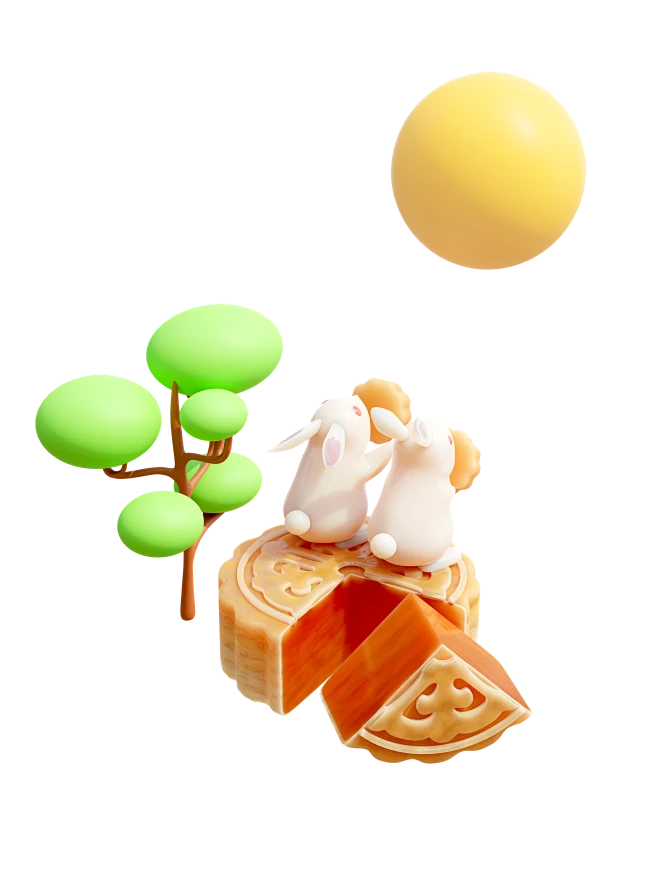 月饼兔子卡通中秋-花瓣网