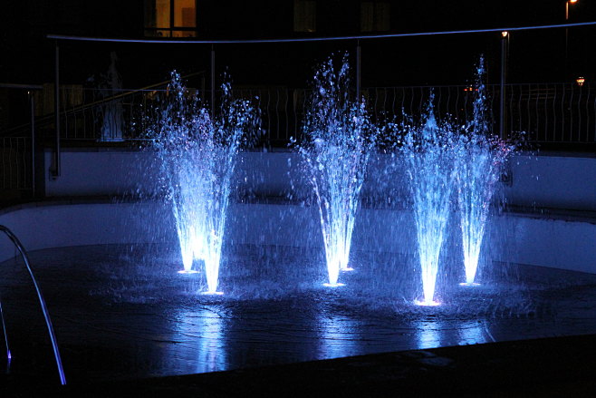 water fountain Night shot of a water fountains with lights… Matthew