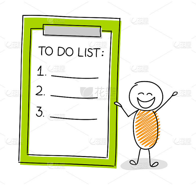 快乐的卡通人物显示做列表图标。向量。