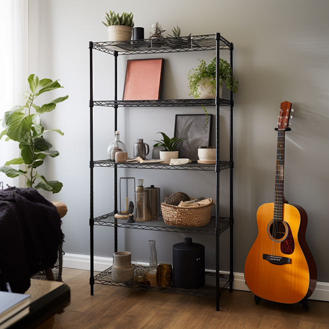 ke8340_a_black_wire_shelving_shelving_unit_with_five_shelves_in ...