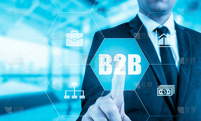 商人手按web按钮b2b图标
