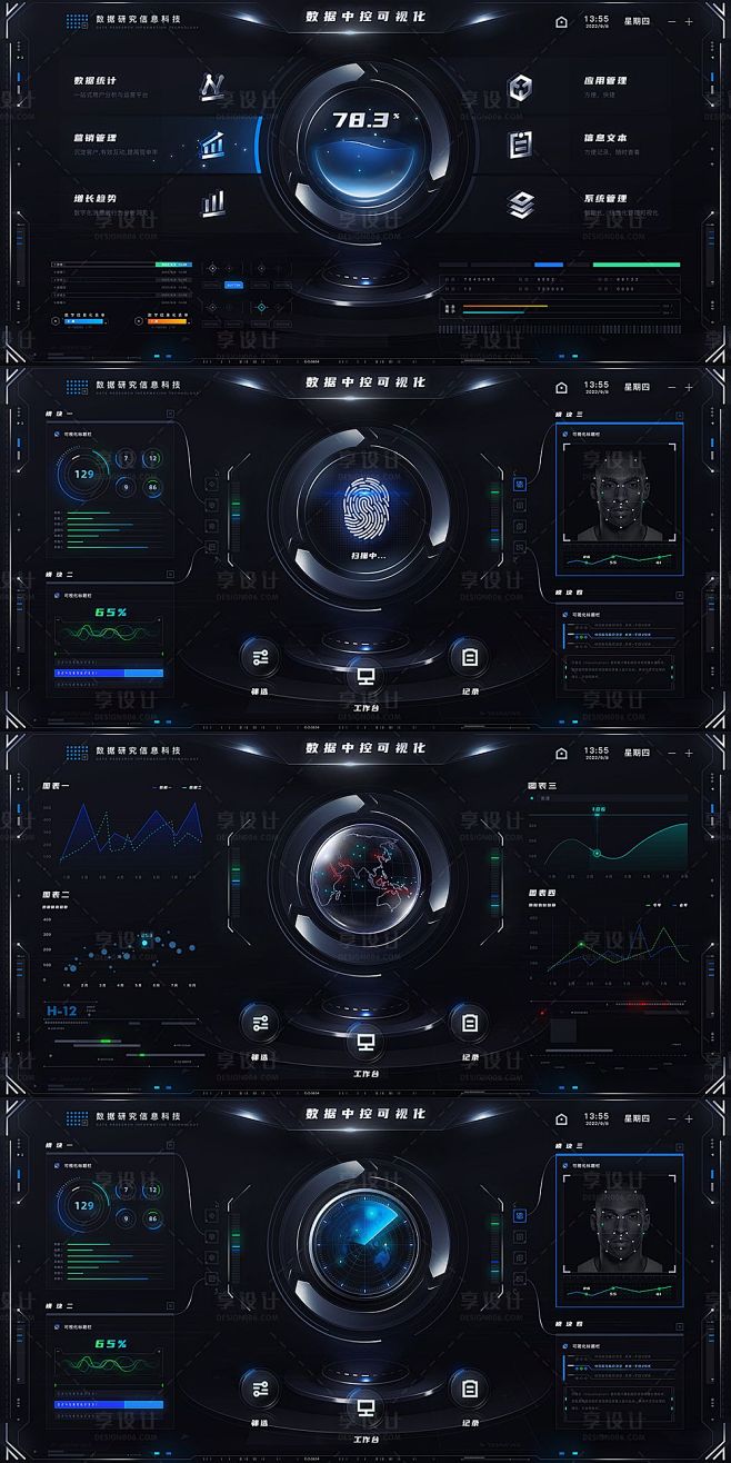 数据可视化驾驶舱大屏UI设计-源文件分享-ywjfx.cn